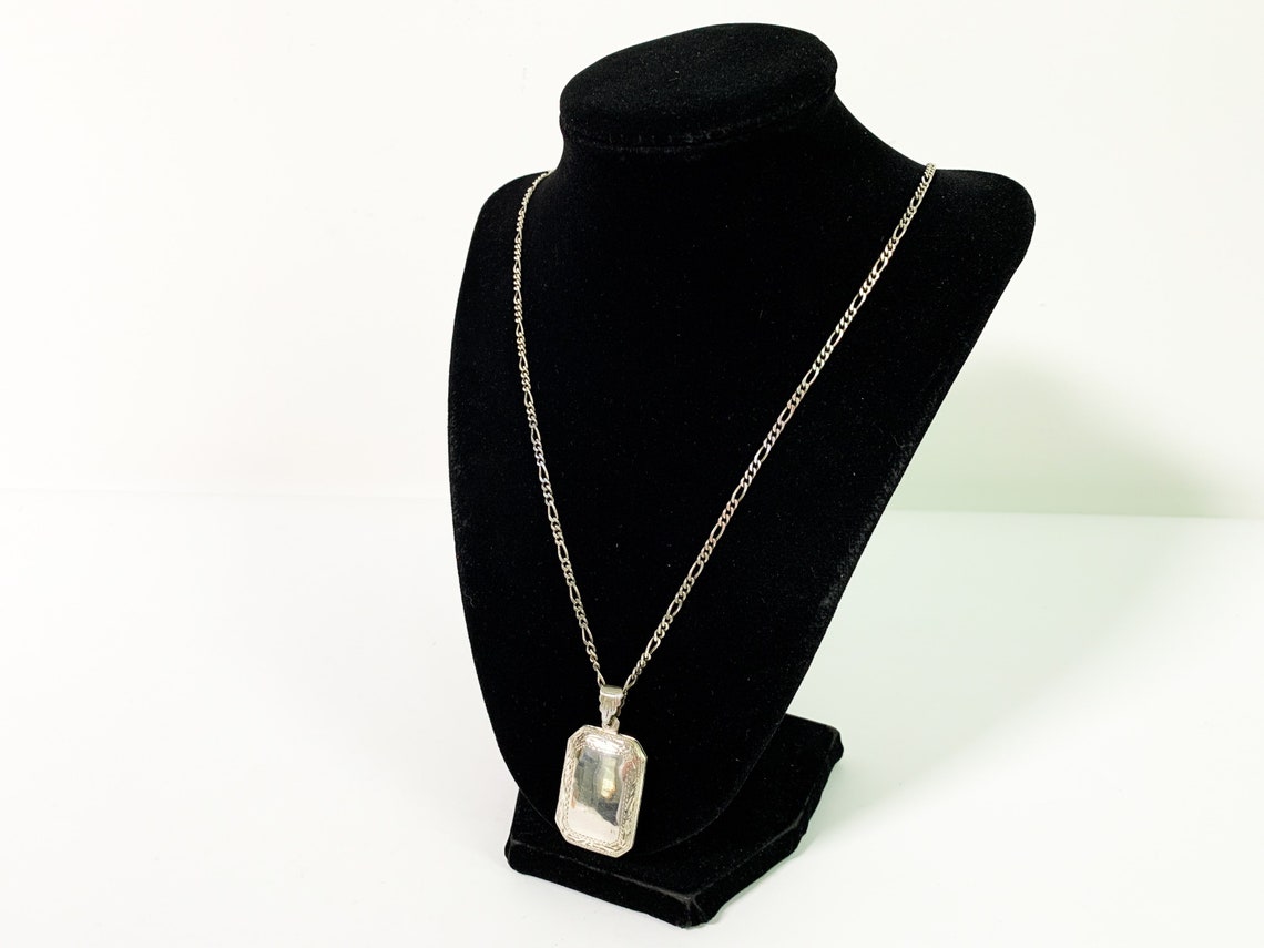 Large Rectangular Sterling Silver Locket Necklace on Long - Etsy