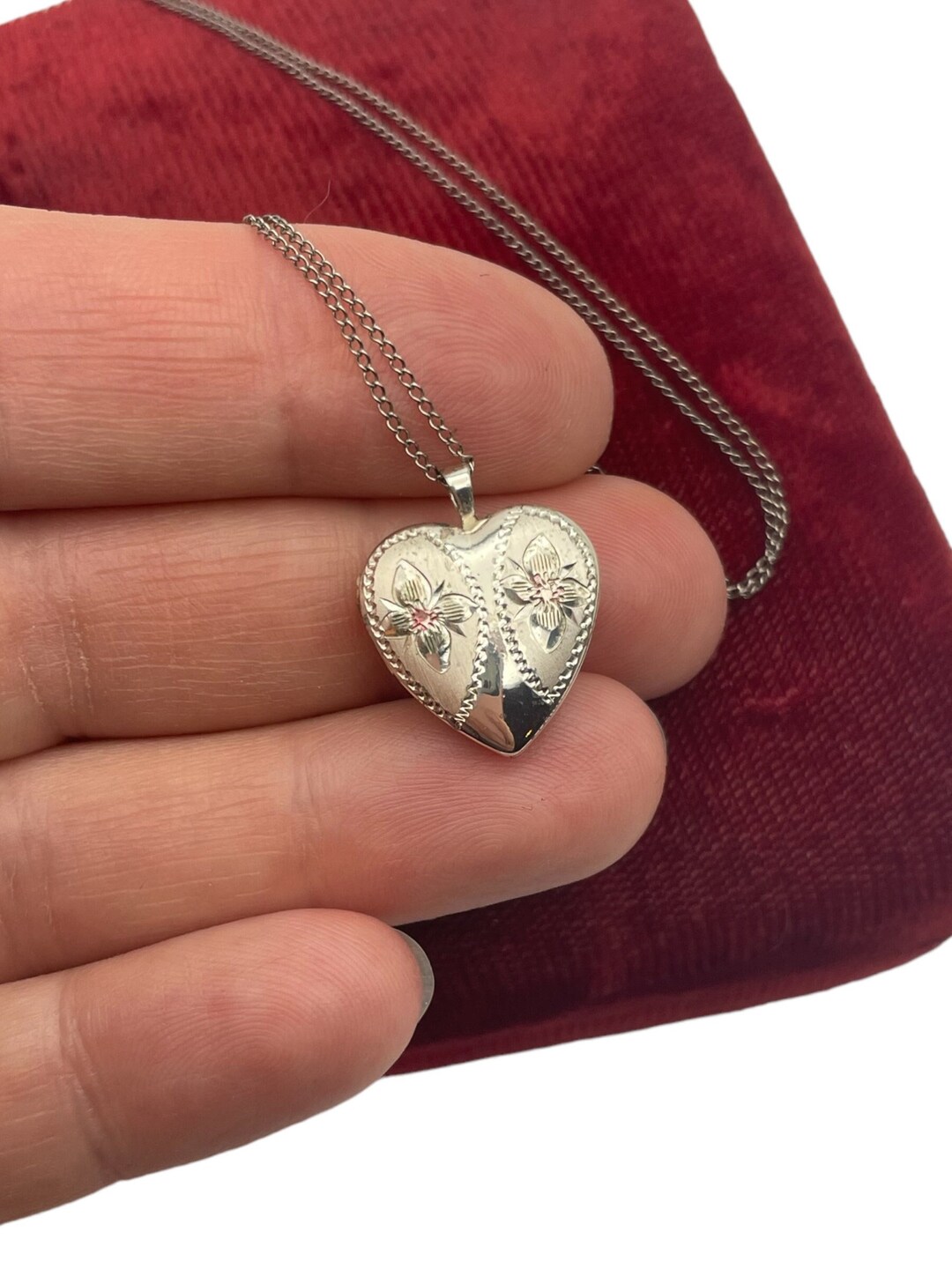 Vintage Silver Heart Locket Necklace 925 Sterling Princess Pride ...