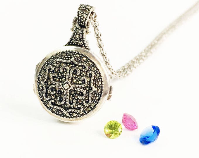 Vintage JUDITH JACK Locket Necklace Sterling Silver and Marcasite ...