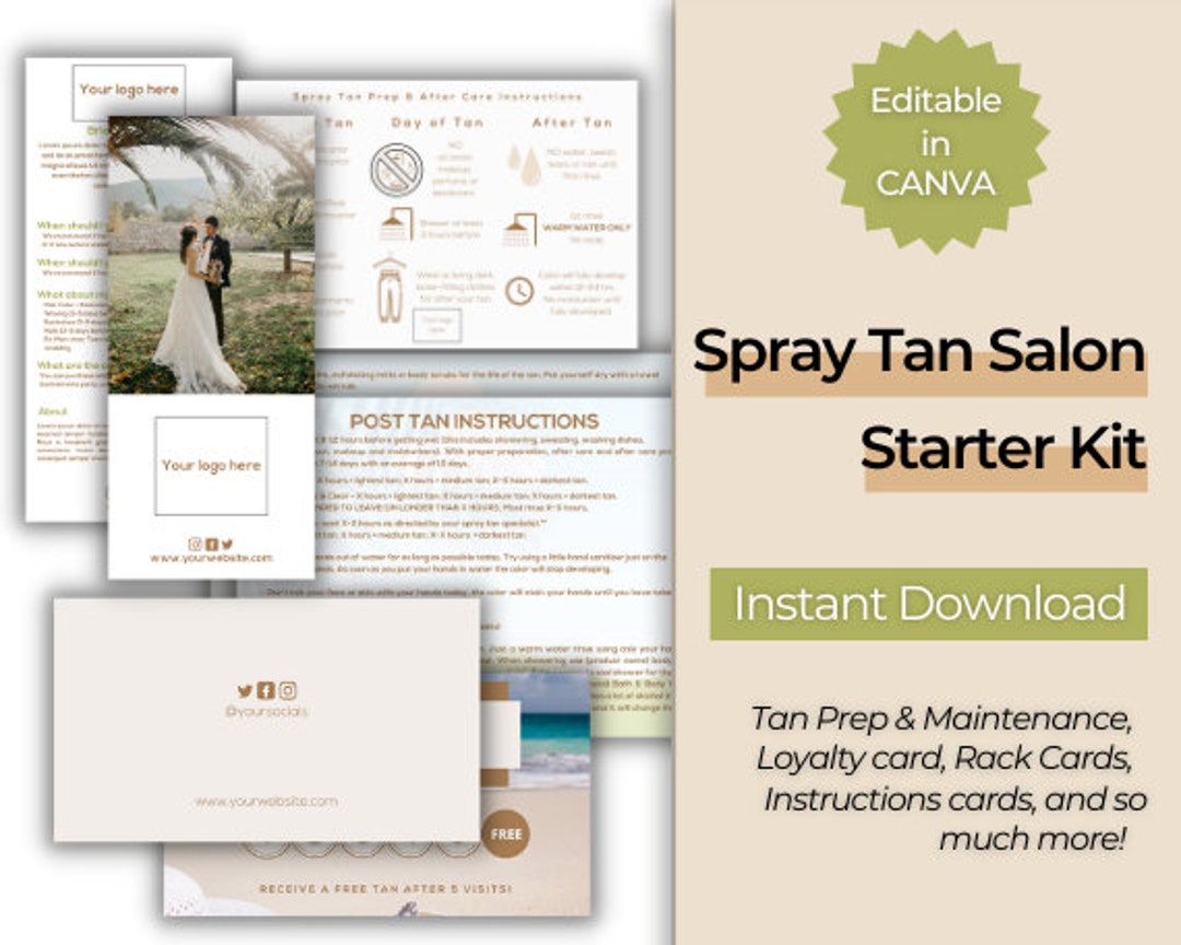 Spray Tan Templates | Spray Tan Business Kit | Care Card Templates ...