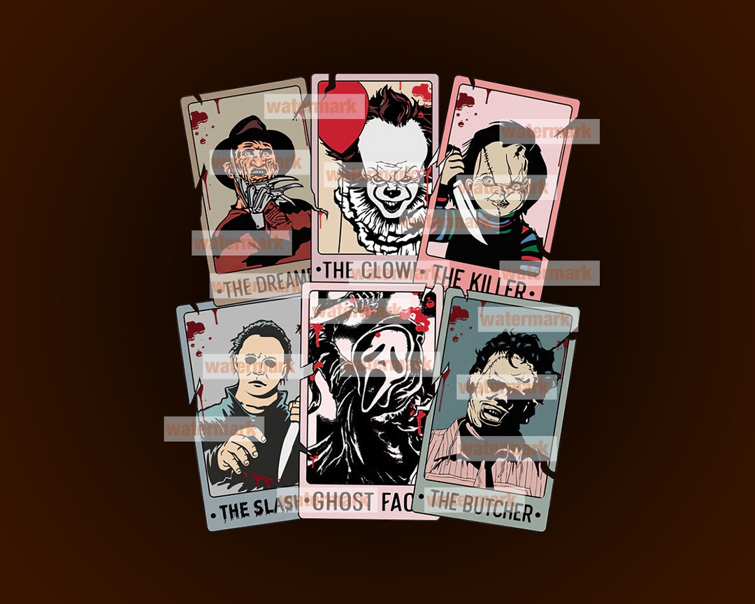 Horror Movie Tarot Cards PNG Horror Characters Tarot Card - Etsy
