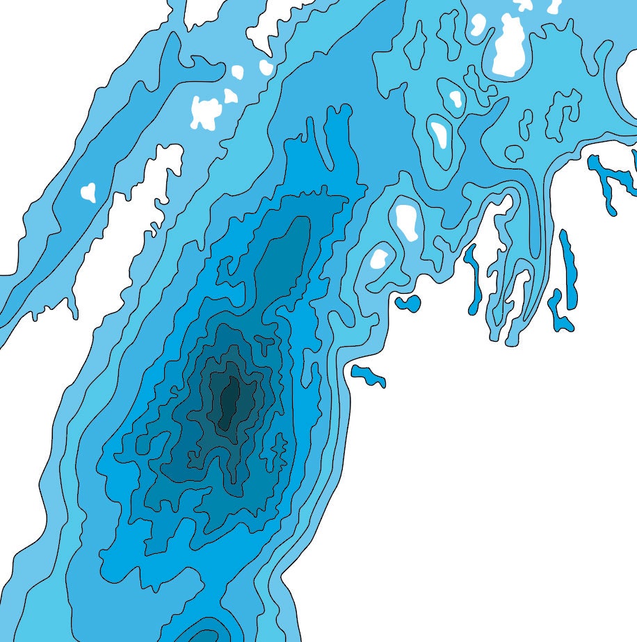 Lake Michigan Great Lakes Modern Bathymetric Map Topographic - Etsy