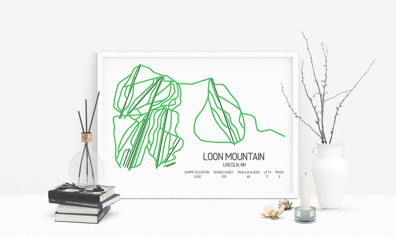 Loon Mountain Ski Resort New Hampshire Trail Map White - Etsy