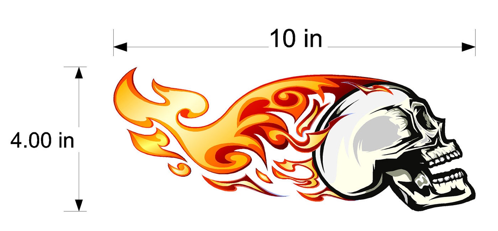 Flaming Skull Set 10 inch x 4 inch Decal Custom Sticker One | Etsy
