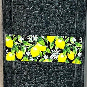 Quilted Lemon Table Runner, Handmade Lemon Table Runner, Quilted Summer ...