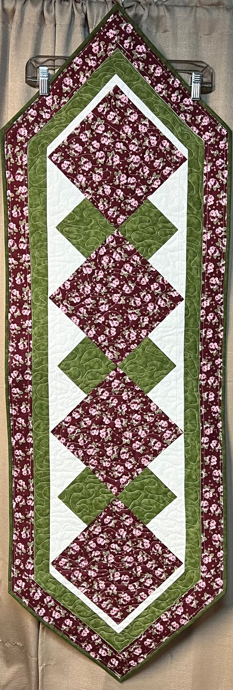 Rose Table Runner, Handmade Table Runner, Handmade Bed Runner, Counter ...