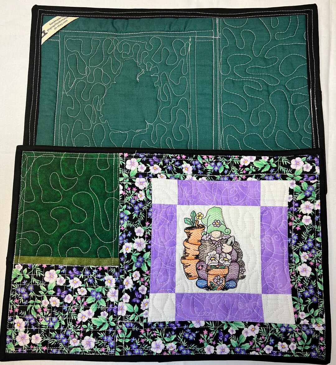 Gnome Mug Rug, Quilted Mug Rug, Mug Rug With Pocket, Embroidered Mug ...