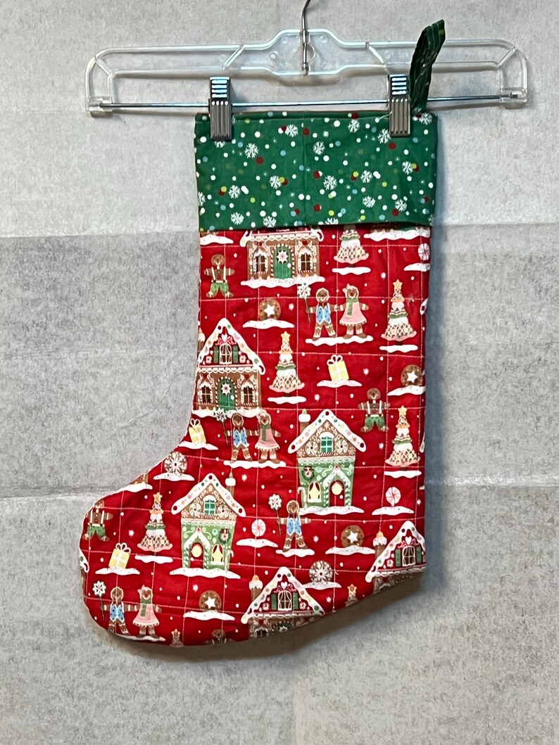 Christmas Stocking, Handmade Gingerbread House Christmas Stocking ...
