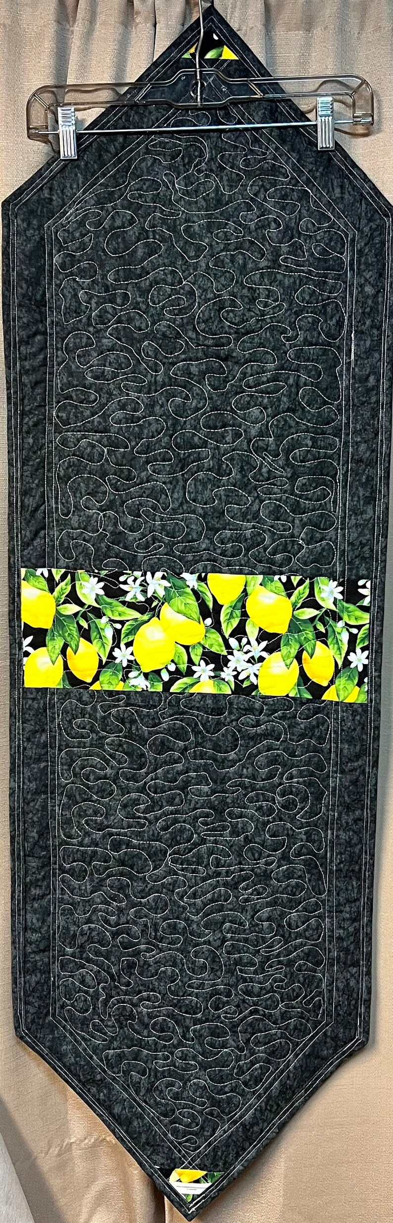 Quilted Lemon Table Runner, Handmade Lemon Table Runner, Quilted Summer ...