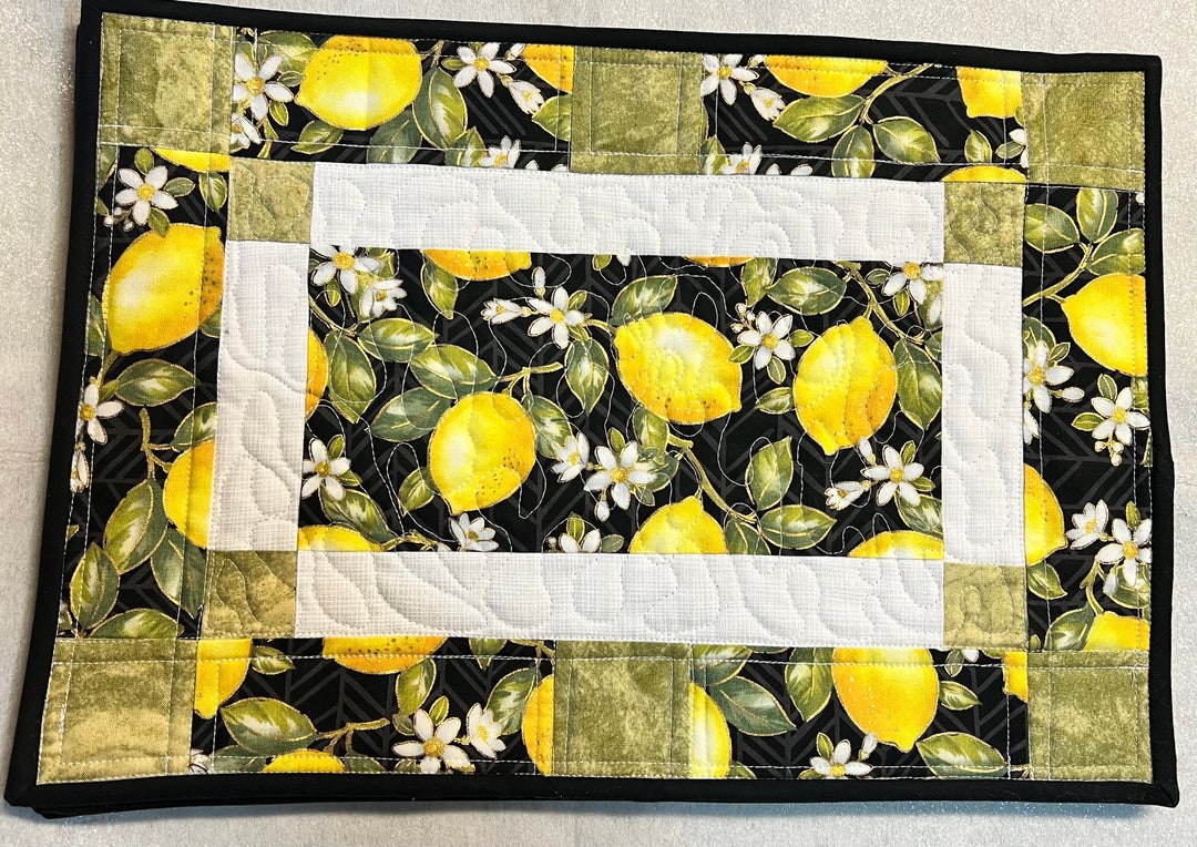 Quilted Lemon Placemat, Handmade Lemon Placemat, Kitchen Table Placemats, Handmade Placemats ...