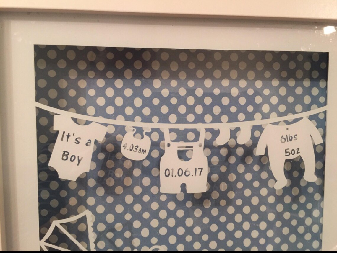 Shadow Box Frame New Baby Gift / Keepsake Nursery Christening Baby Boy ...