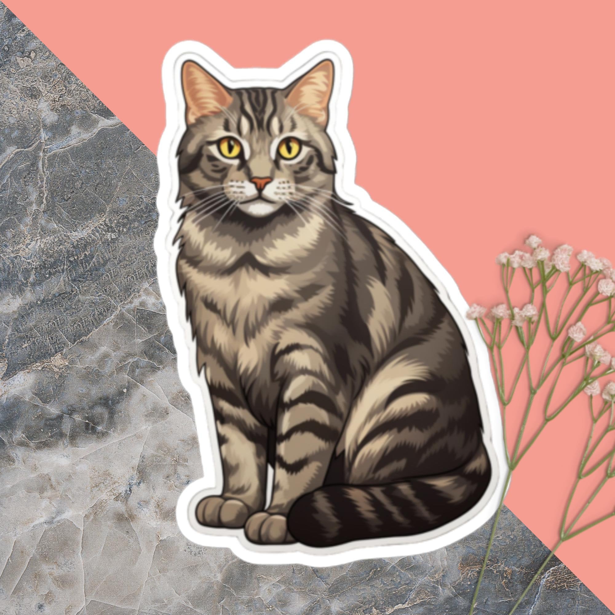 Grey Tabby Cat Sticker - Etsy