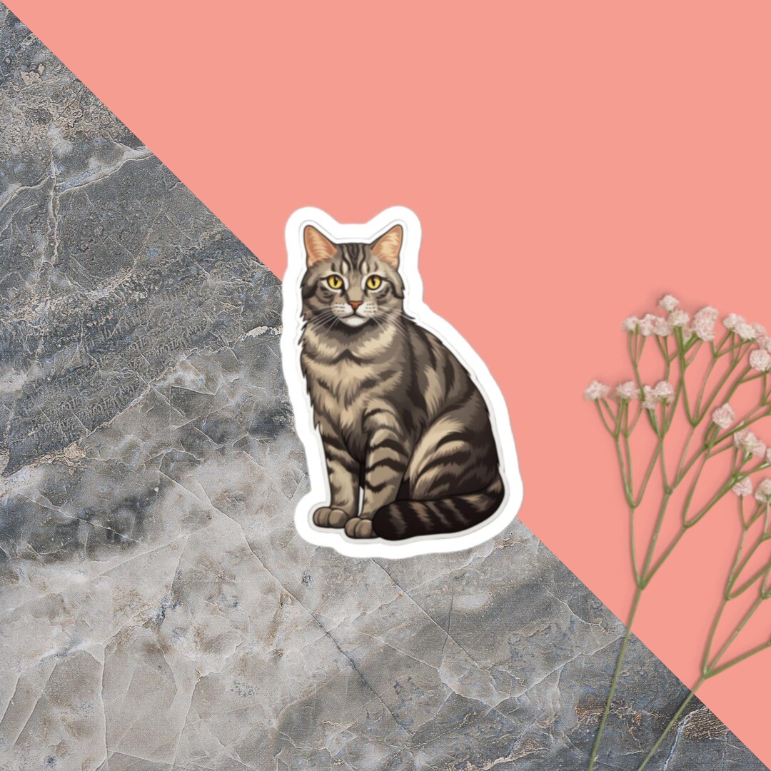 Grey Tabby Cat Sticker - Etsy