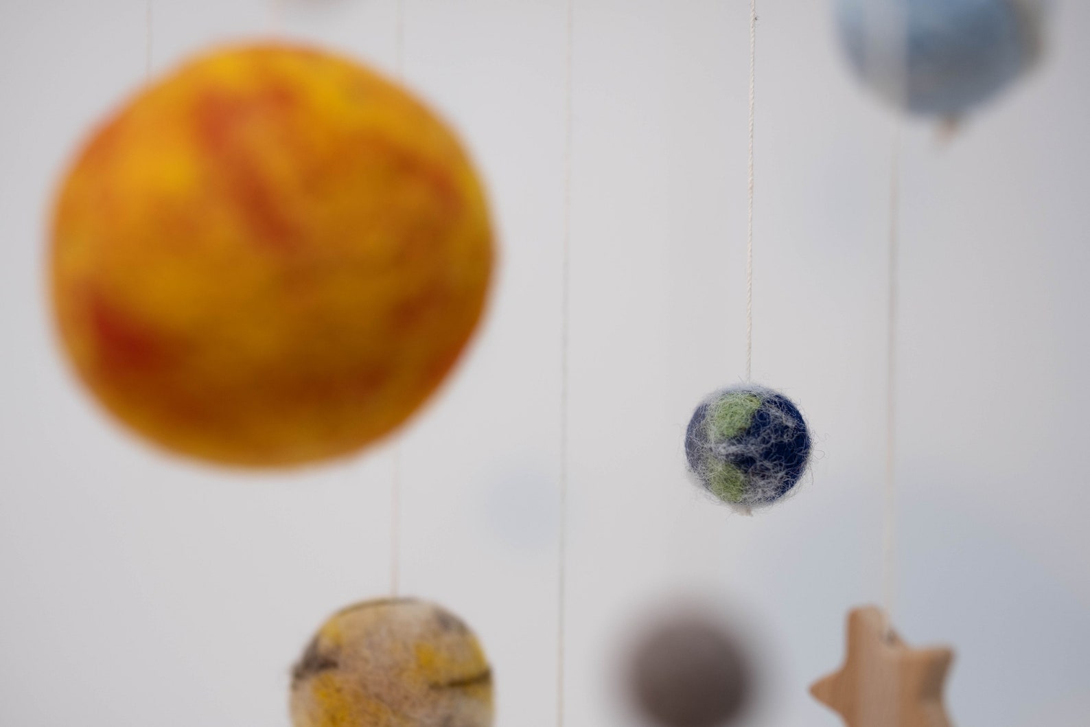 Felted 100% Wool Solar System Mobile Wooly Galaxy Set | Etsy