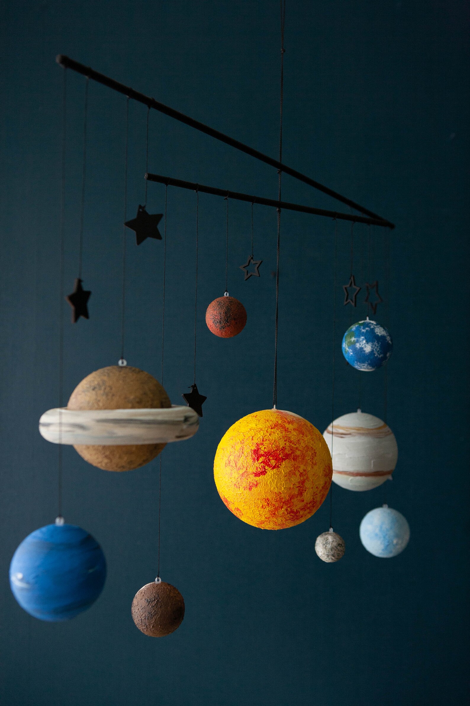 Solar System Hanging Model With Stars Sun and Planets Mobile - Etsy