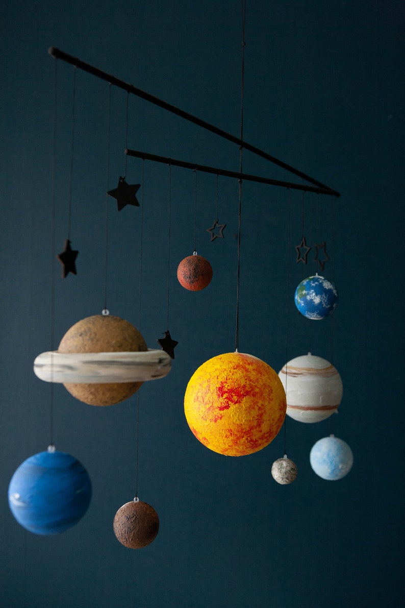 Solar System Hanging Model With Stars Sun and Planets Mobile - Etsy