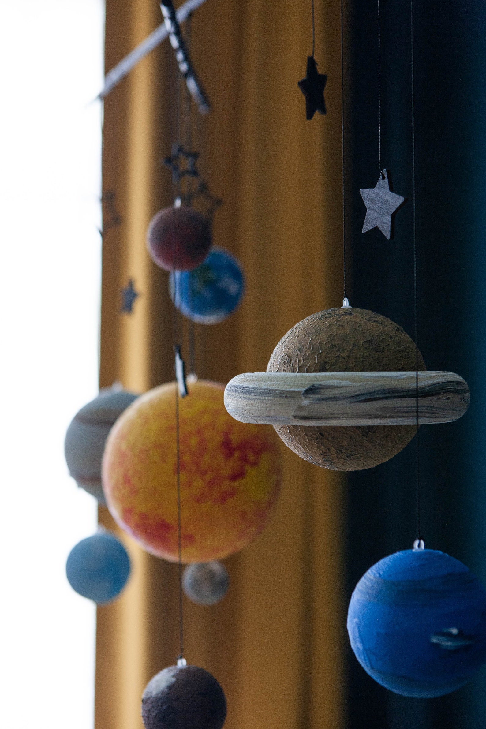 Solar System Hanging Model With Stars Sun and Planets Mobile - Etsy
