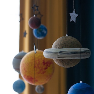 Solar System Hanging Model With Stars Sun and Planets Mobile - Etsy
