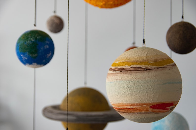Hanging 3D Solar System With Pluto, Handcrafted Space Decor, Science ...