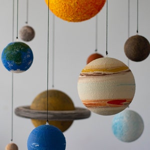 Hanging 3D Solar System With Pluto, Handcrafted Space Decor, Science ...