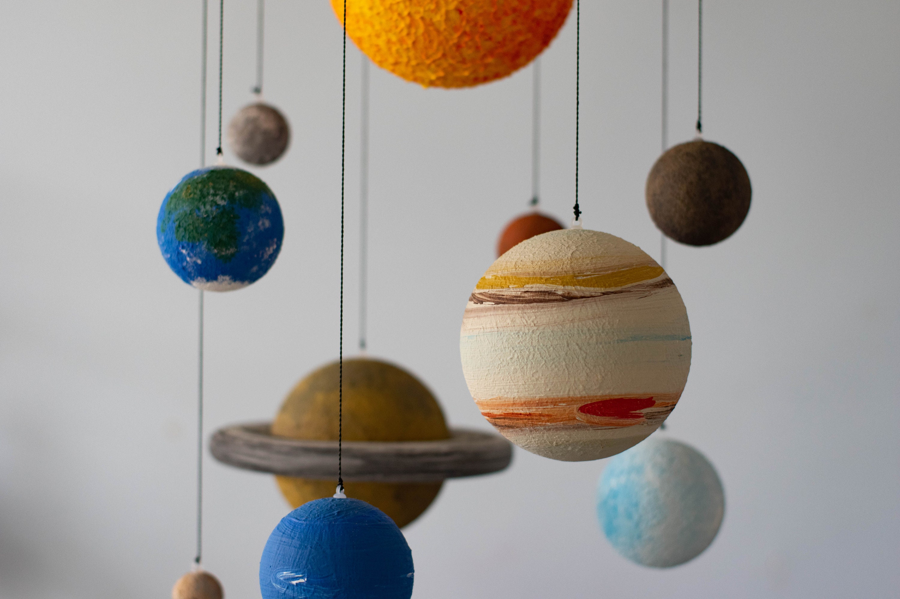 Hanging 3D Solar System With Pluto, Handcrafted Space Decor, Science ...