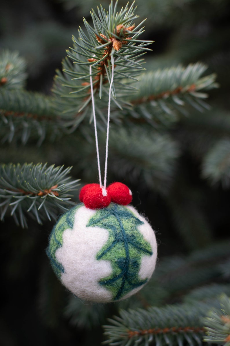 Set of Needle Felt 100% Wool Christmas Decoration Balls - Etsy