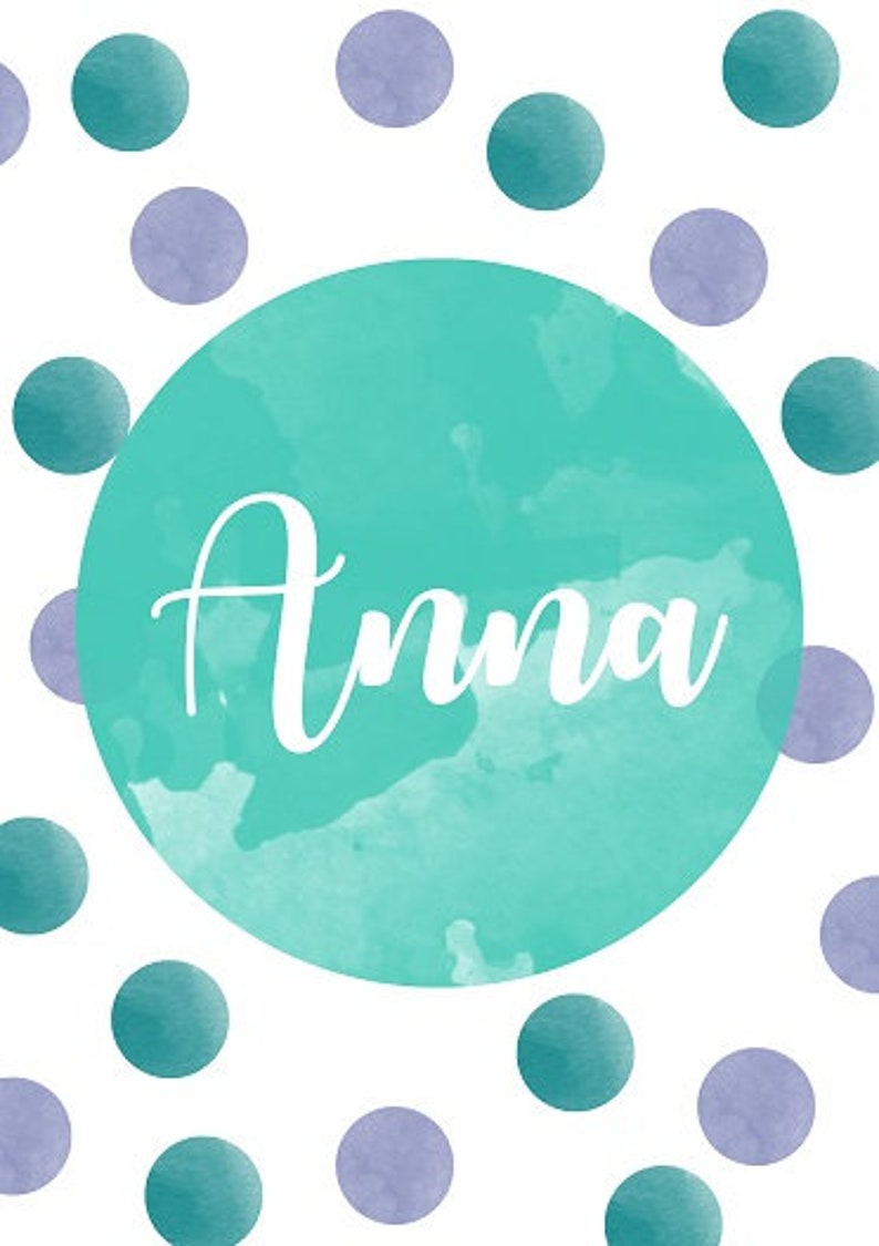 Personalized Name Print With Watercolor Dots Printable - Etsy UK