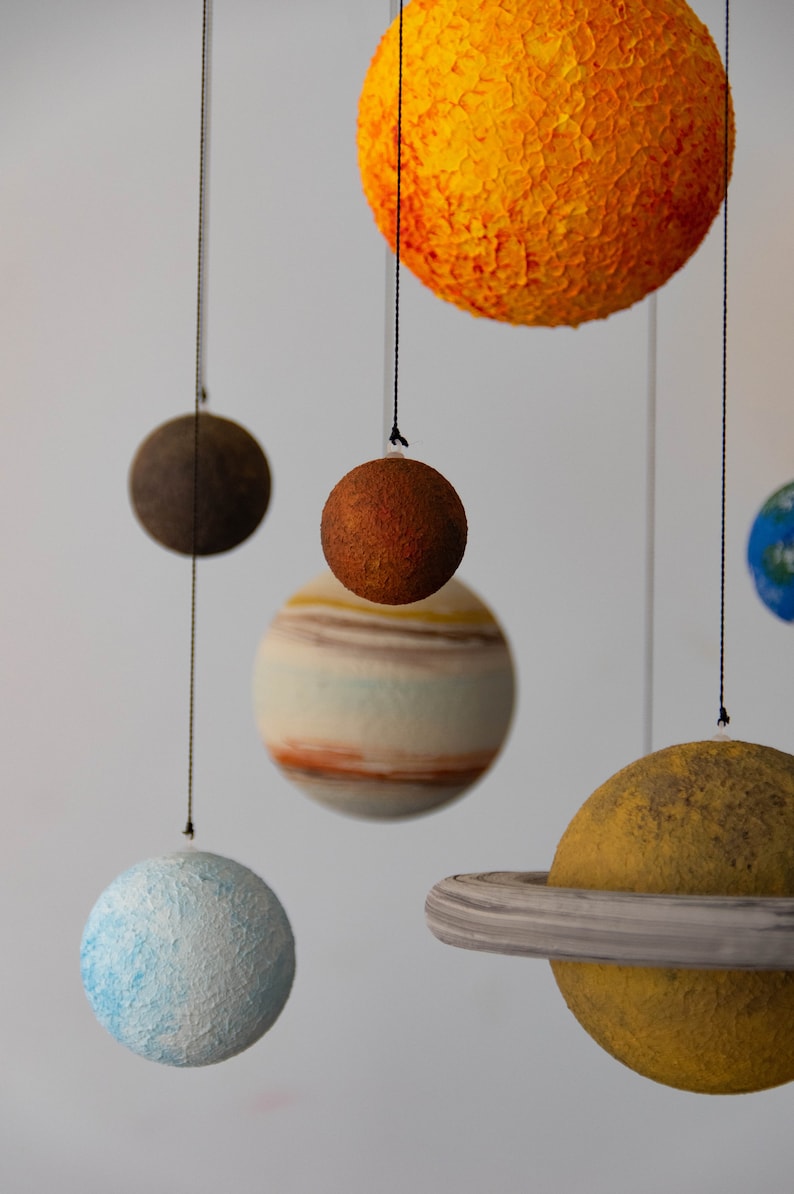 Hanging 3D Solar System With Pluto, Handcrafted Space Decor, Science ...