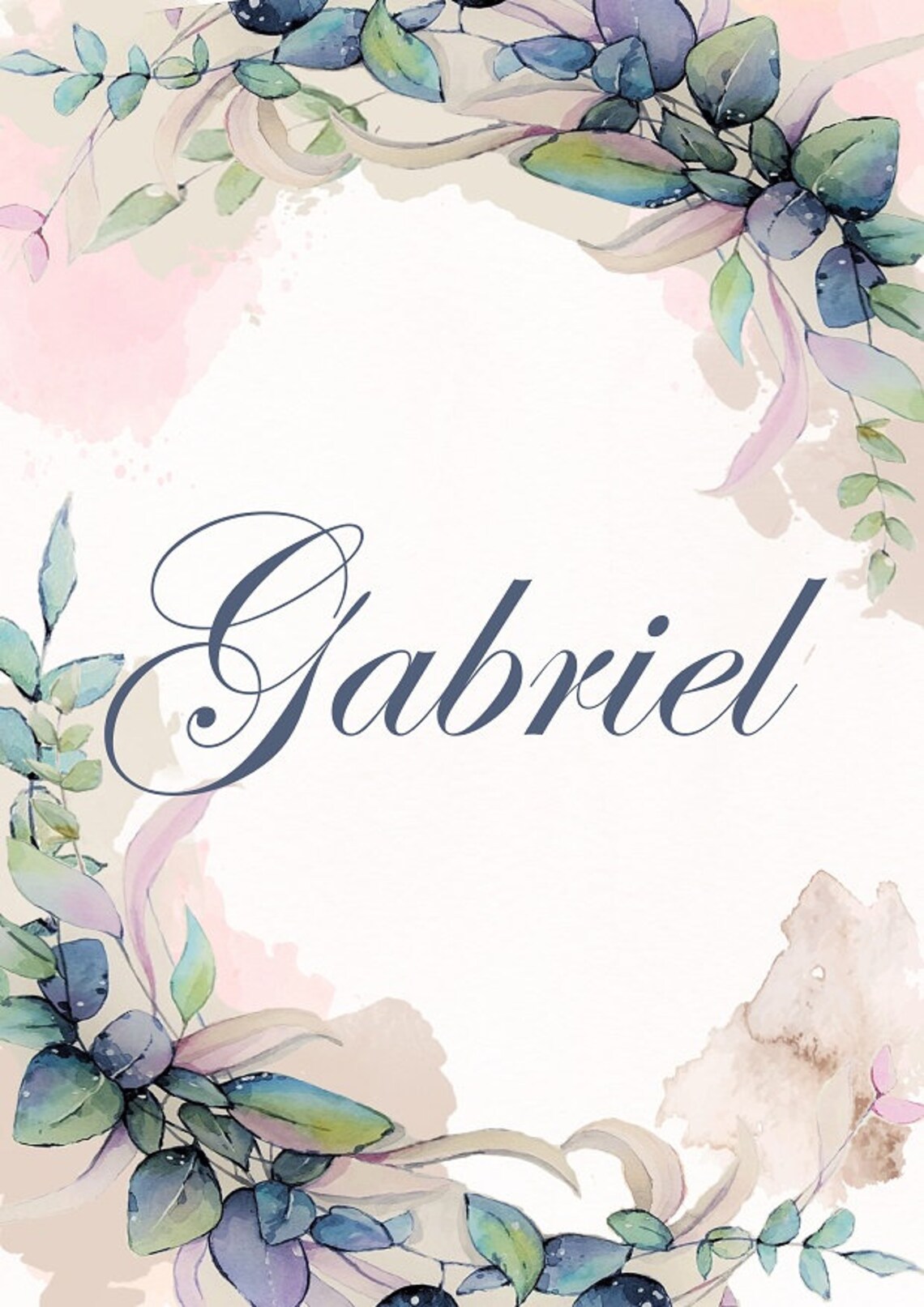 Personalised Name Print Printable Name Wreath Custom Floral | Etsy