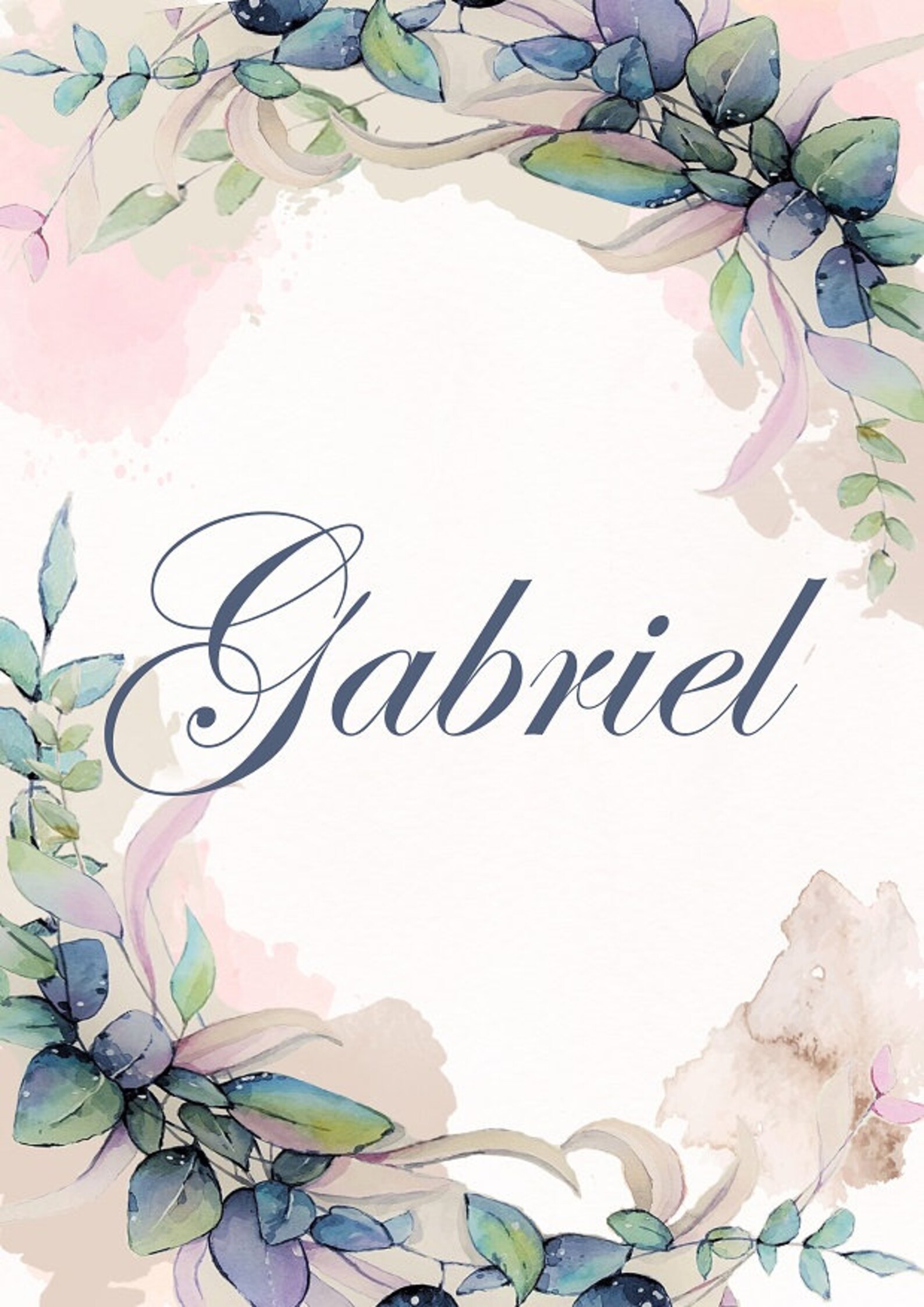 Personalised Name Print Printable Name Wreath Custom Floral | Etsy