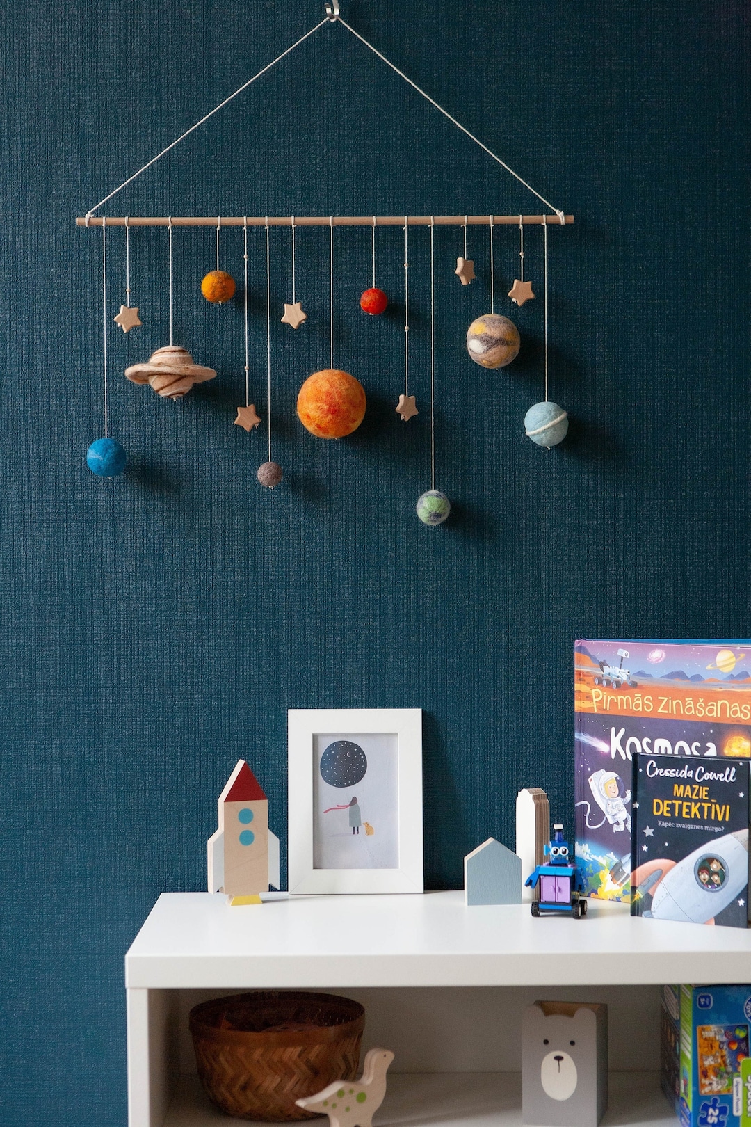 Space Mobile, Wool Felt Sun, Planets, Felt Wall Hanging, Solar System ...
