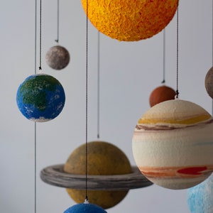Hanging 3D Solar System With Pluto, Handcrafted Space Decor, Science ...