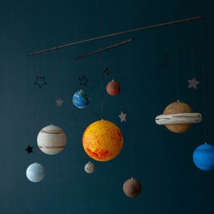 Solar System Hanging Model With Stars Sun and Planets Mobile - Etsy