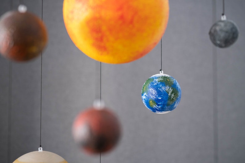 Hand Painted Solar System Model Hanging, Solar Mobile, Sun and Planets ...