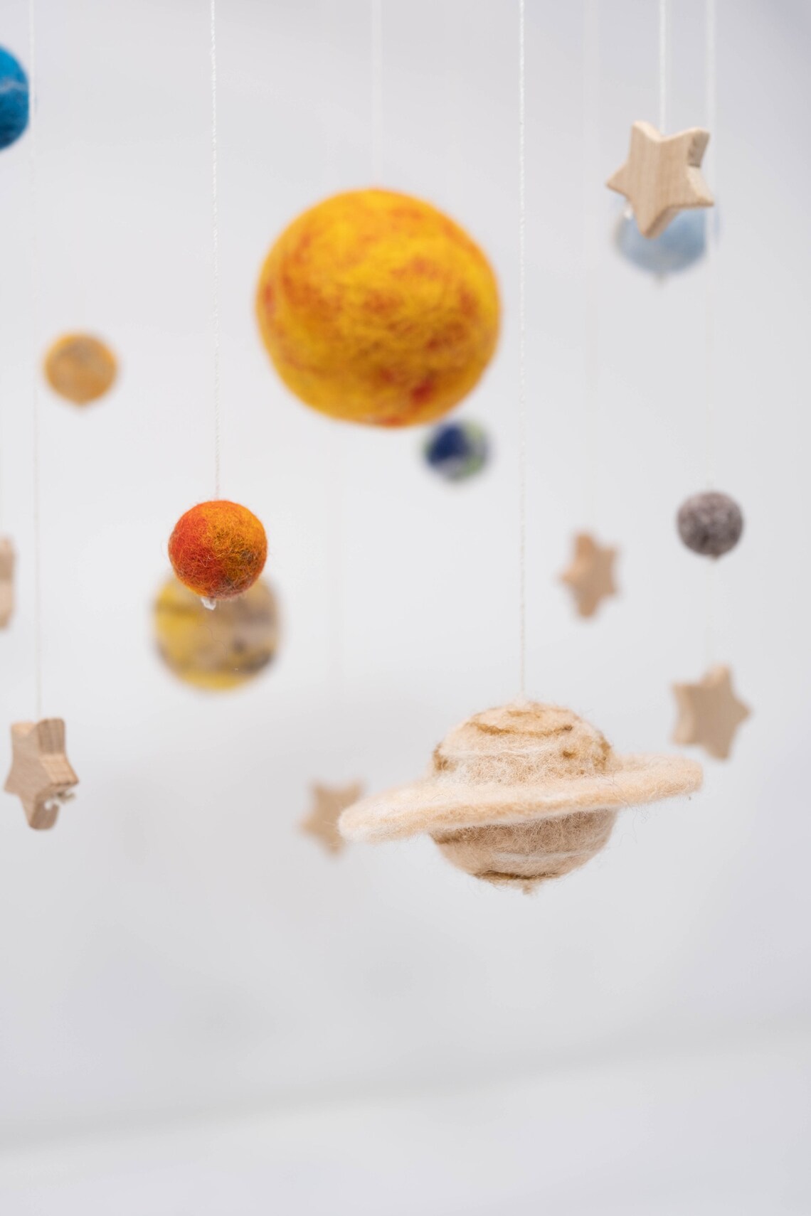 Felted 100% Wool Solar System Mobile Wooly Galaxy Set | Etsy