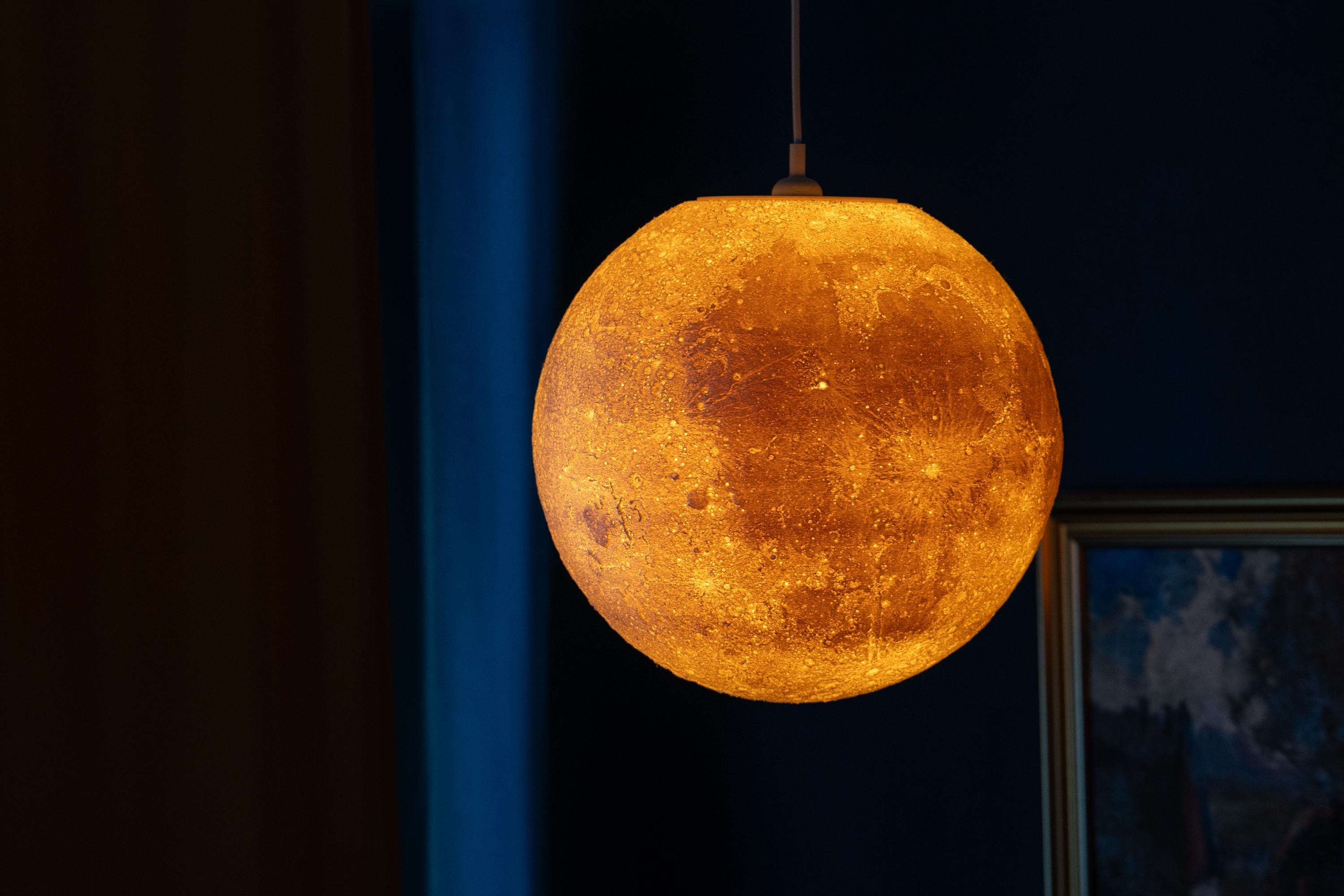 Giant 40cm 3D Printed Moon Lamp With Realistic Texture | Unique Lunar ...