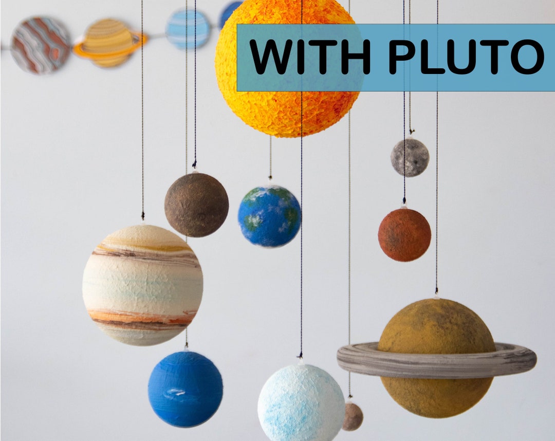 Hanging 3D Solar System With Pluto, Handcrafted Space Decor, Science ...