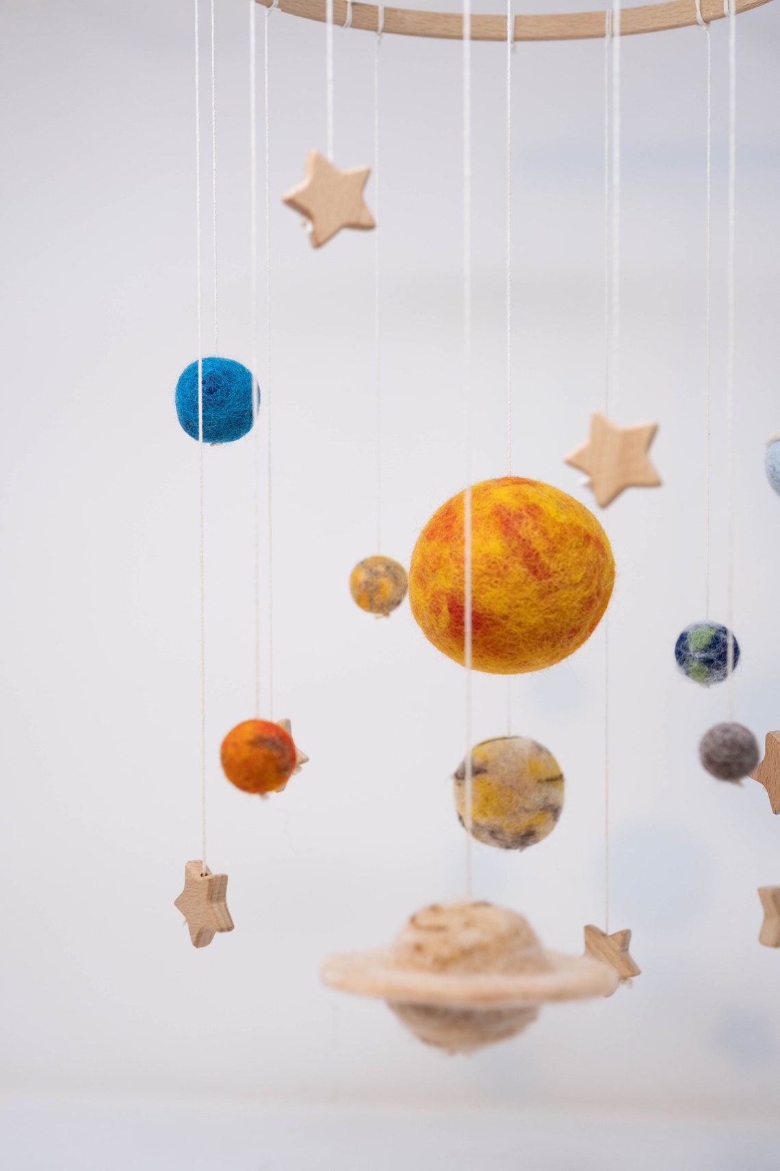 Felted 100% Wool Solar System Mobile Wooly Galaxy Set | Etsy