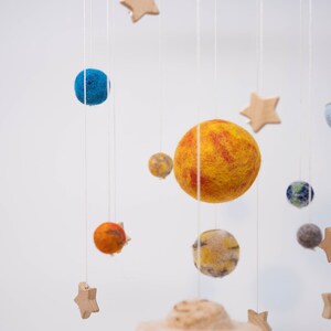 Felted 100% Wool Solar System Mobile, Wooly Galaxy Set, Planets Nursery ...