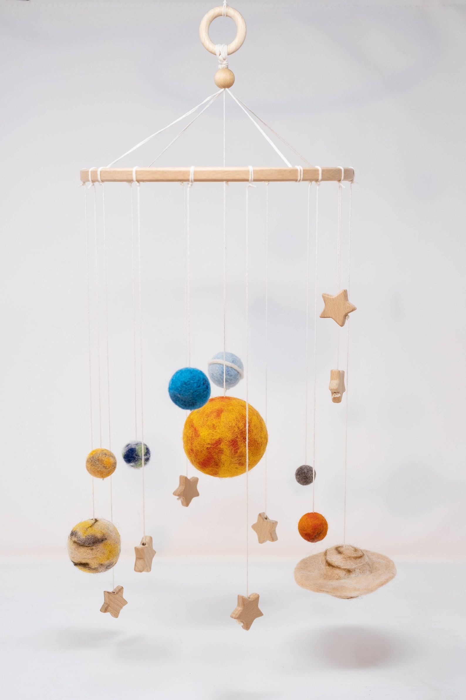 Felted 100% Wool Solar System Mobile Wooly Galaxy Set | Etsy