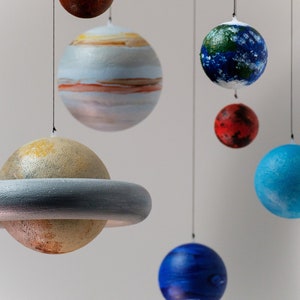 Hand Painted Solar System Model Hanging, Solar Mobile, Sun and Planets ...