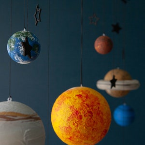 Solar System Hanging Model With Stars Sun and Planets Mobile - Etsy