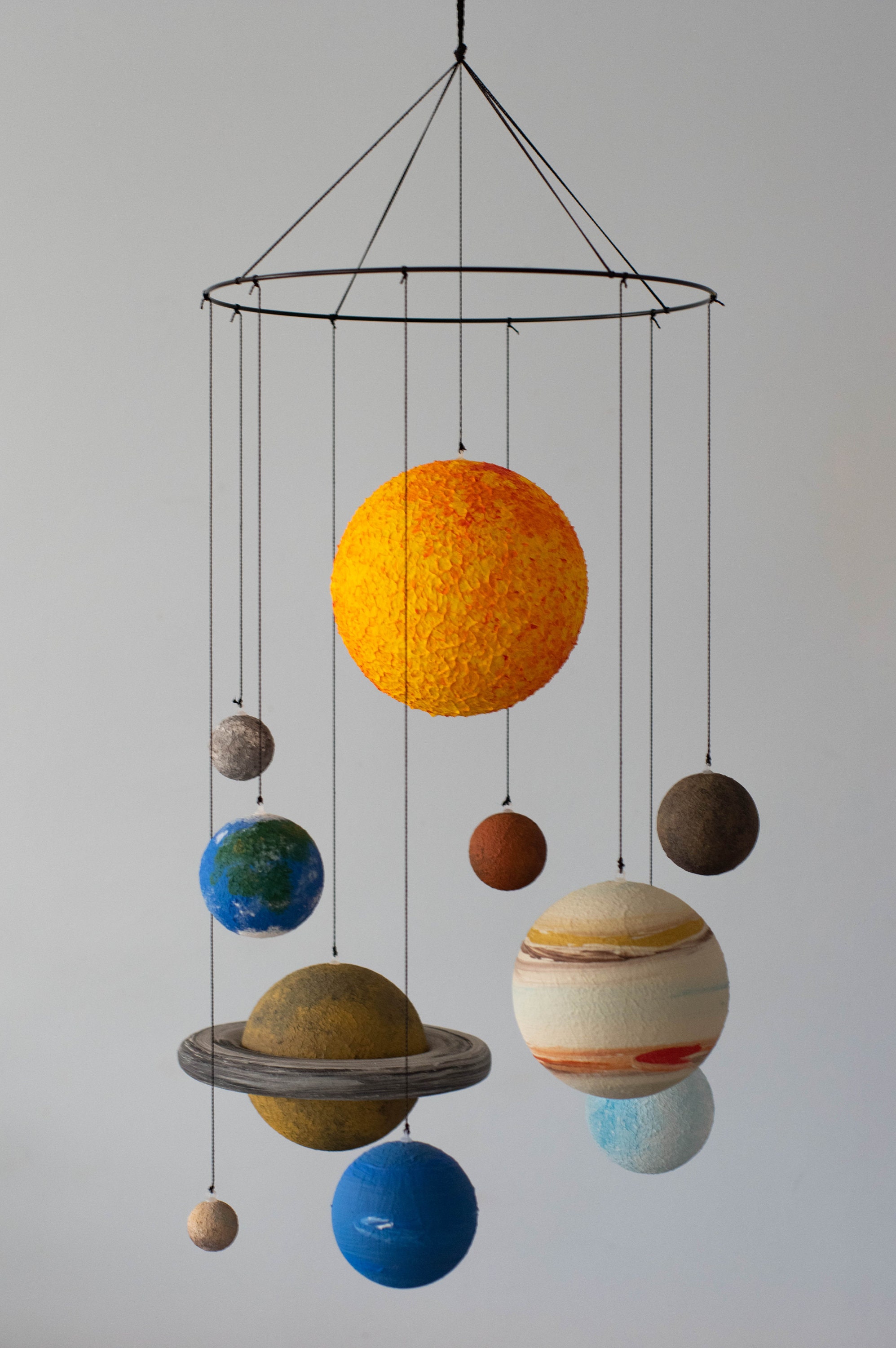 Hanging 3D Solar System With Pluto, Handcrafted Space Decor, Science ...