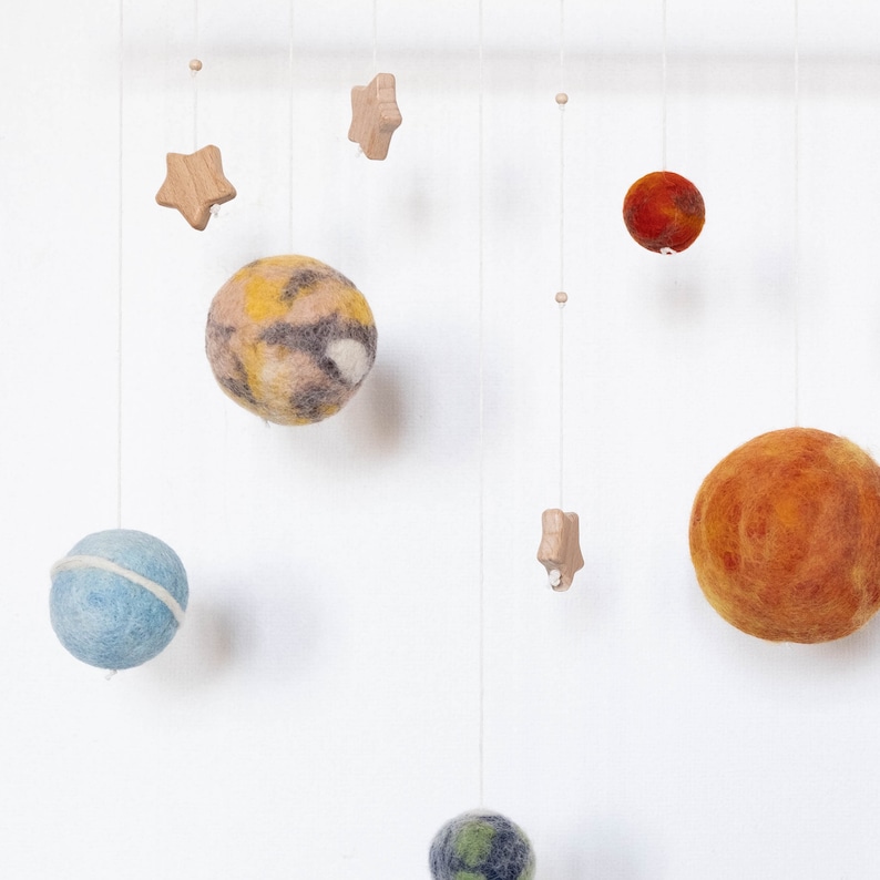 Space Mobile, Wool Felt Sun, Planets, Felt Wall Hanging, Solar System ...
