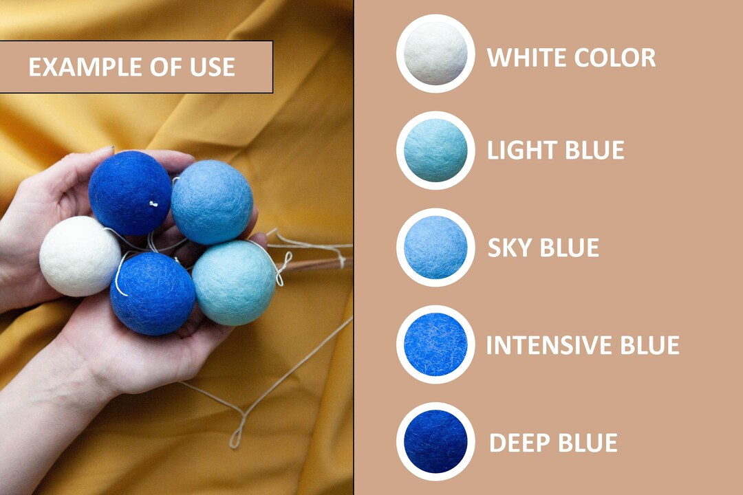 Big Felt Merino Wool Balls, 5 Cm Large Size, Kids Play, Crafts, 100% ...