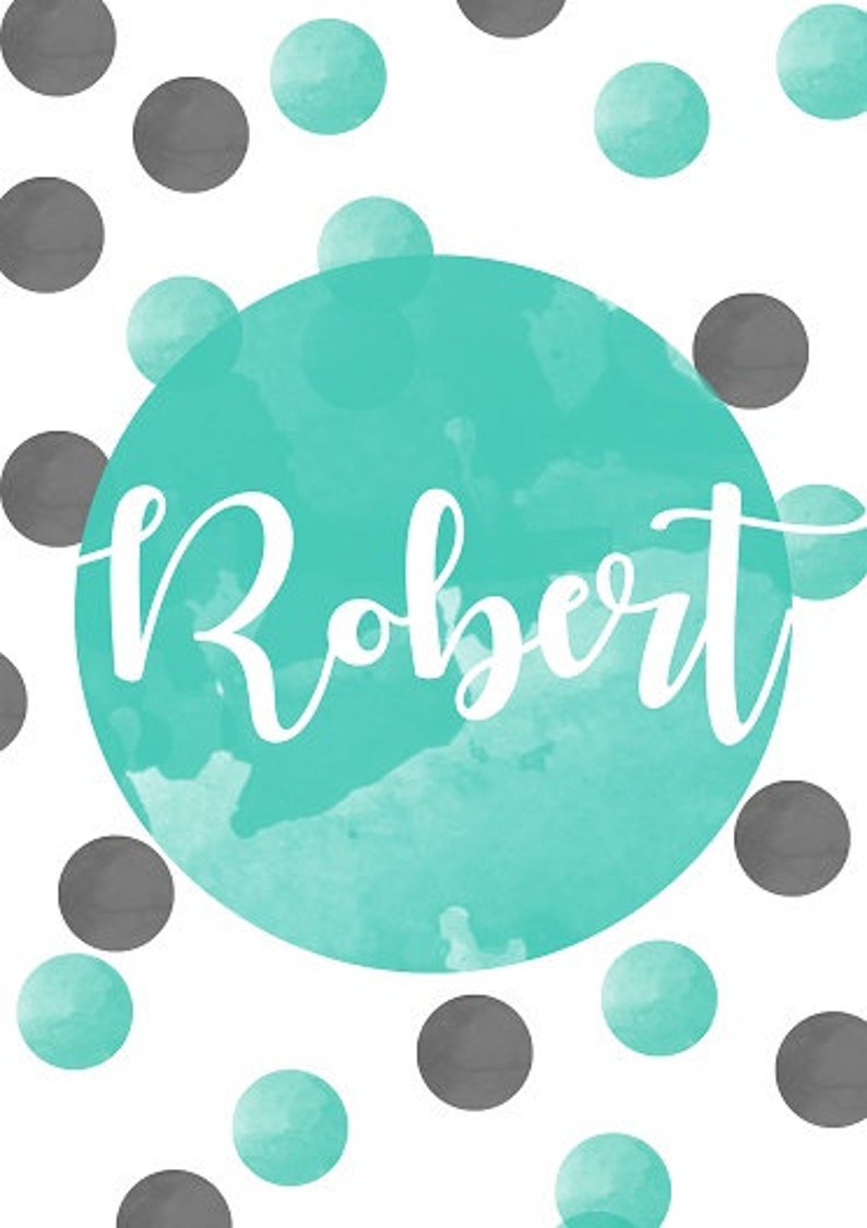 Personalized Name Print With Watercolor Dots Printable - Etsy UK