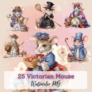 Victorian Fairytale Mice Clipart 25 Transparent PNG Files. Cute Fantasy ...