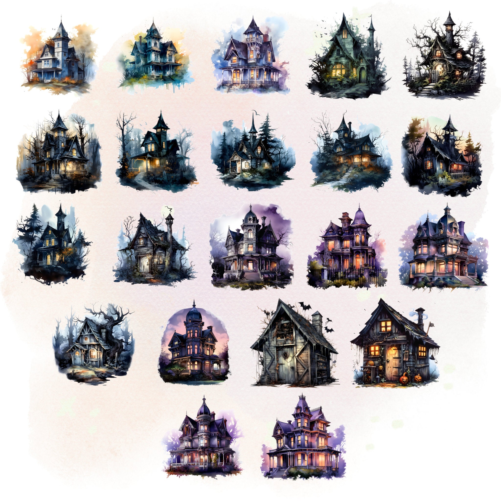 40 Haunted House Clipart transparent PNG Files. Spooky Gothic Mansion ...
