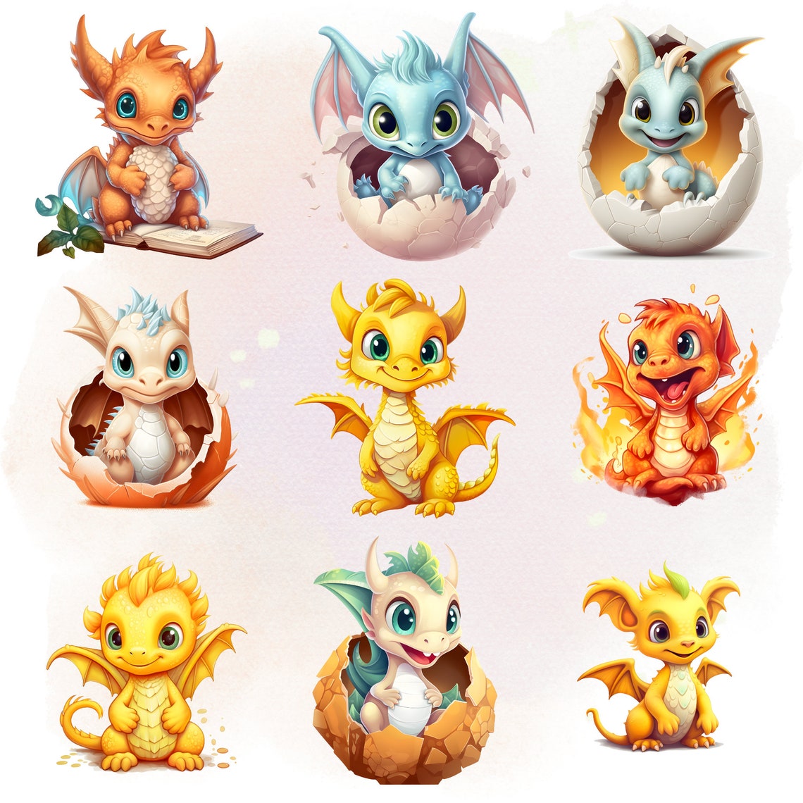 35 Cute Baby Dragons Clipart (transparent PNG). for Fantasy, Nursery ...