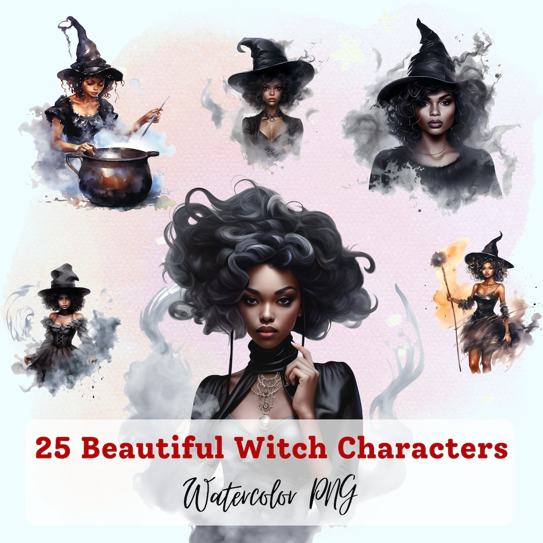 Beautiful Black Witch Clipart 45 Transparent PNG Fantasy - Etsy